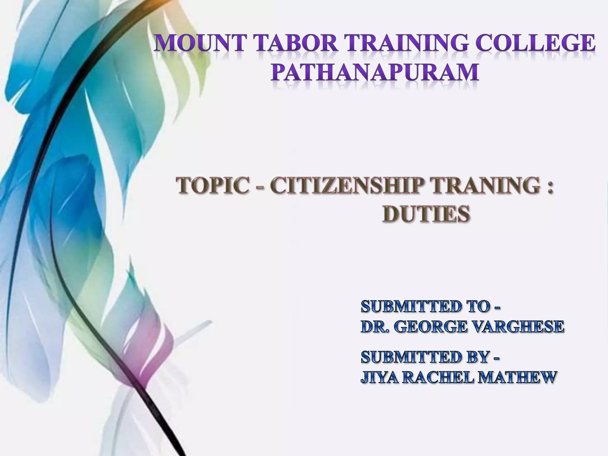 CITIZENSHIP TRAINING - DUTIES | PPTX