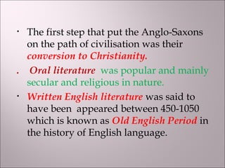 Ppt - History of English Literature - The Beginnings.... | PPT