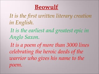 Ppt - History of English Literature - The Beginnings.... | PPT