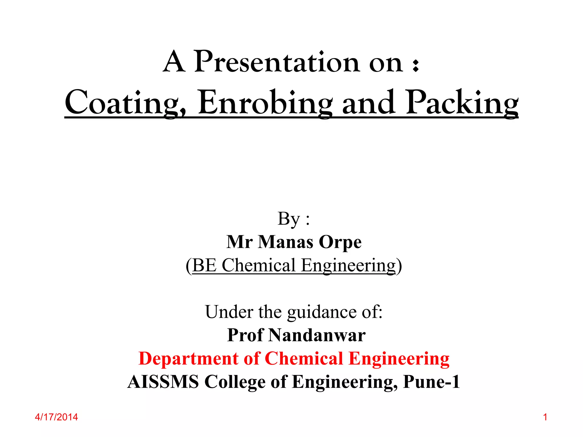 Coating, Enrobing and Packing | PPT