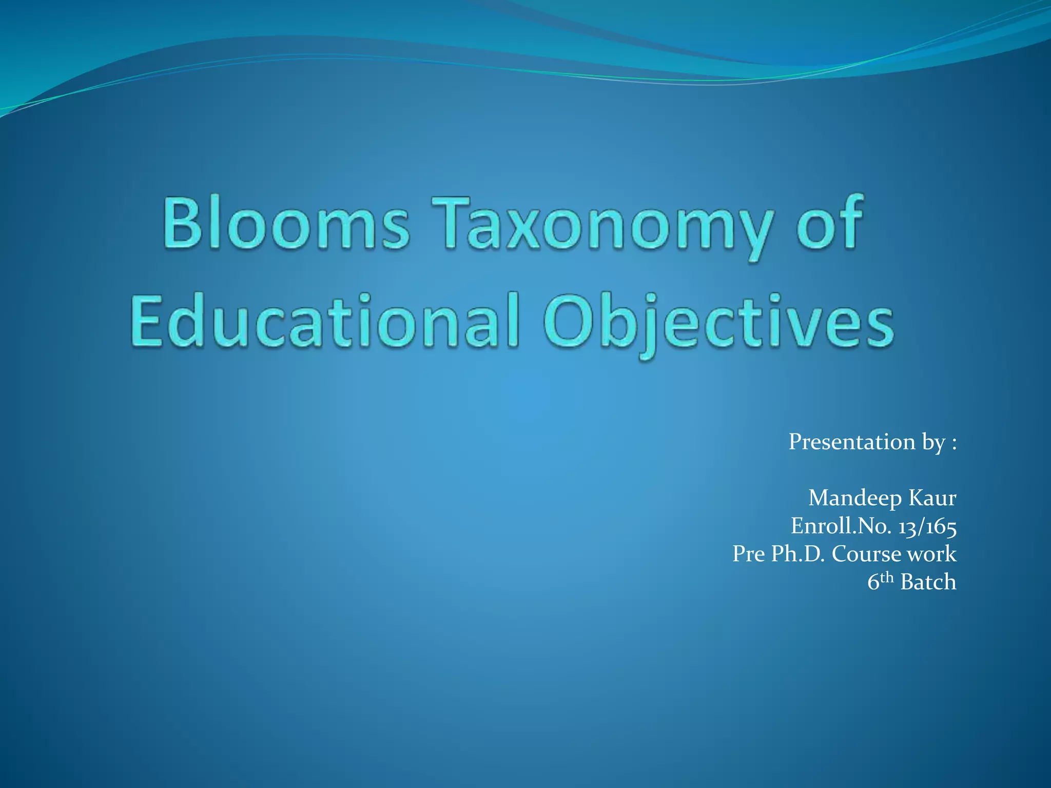 Ppt ii blooms | PPTX