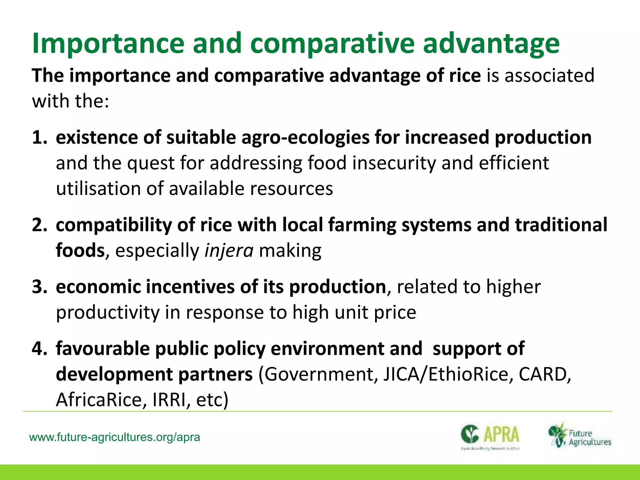 Importance of the rice sector in ethiopia | PPTX