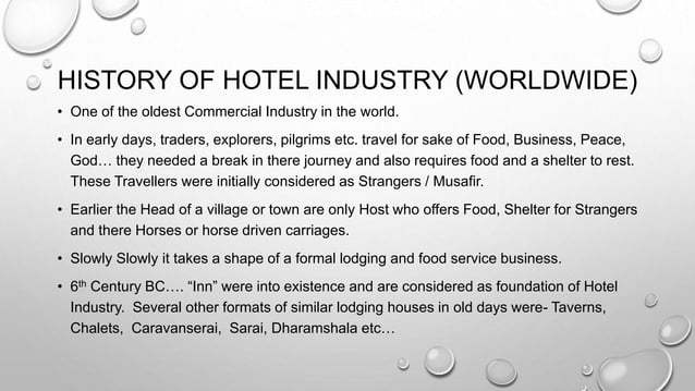 Introduction to hospitality--- History & Development of Hotel Industry ...