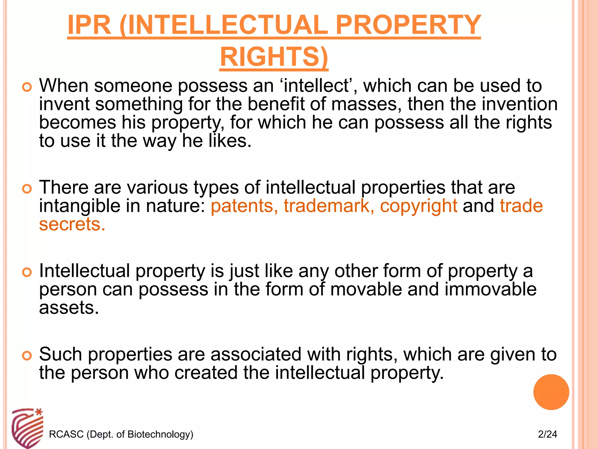 IPR-implications for India, WTO, WIPO, GATT, TRIPS | PPTX