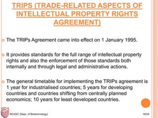 IPR-implications for India, WTO, WIPO, GATT, TRIPS | PPTX