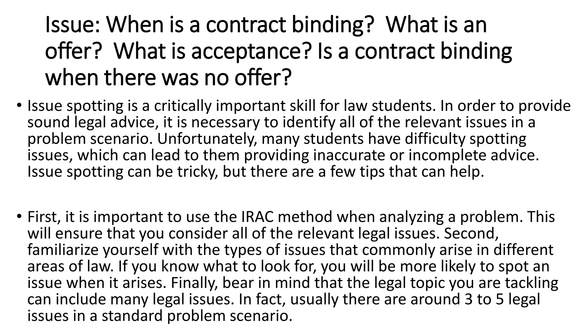 PPT-IRAC METHOD (ISSUE, RULE, ANALYSIS, AND CONCLUSION) | PDF