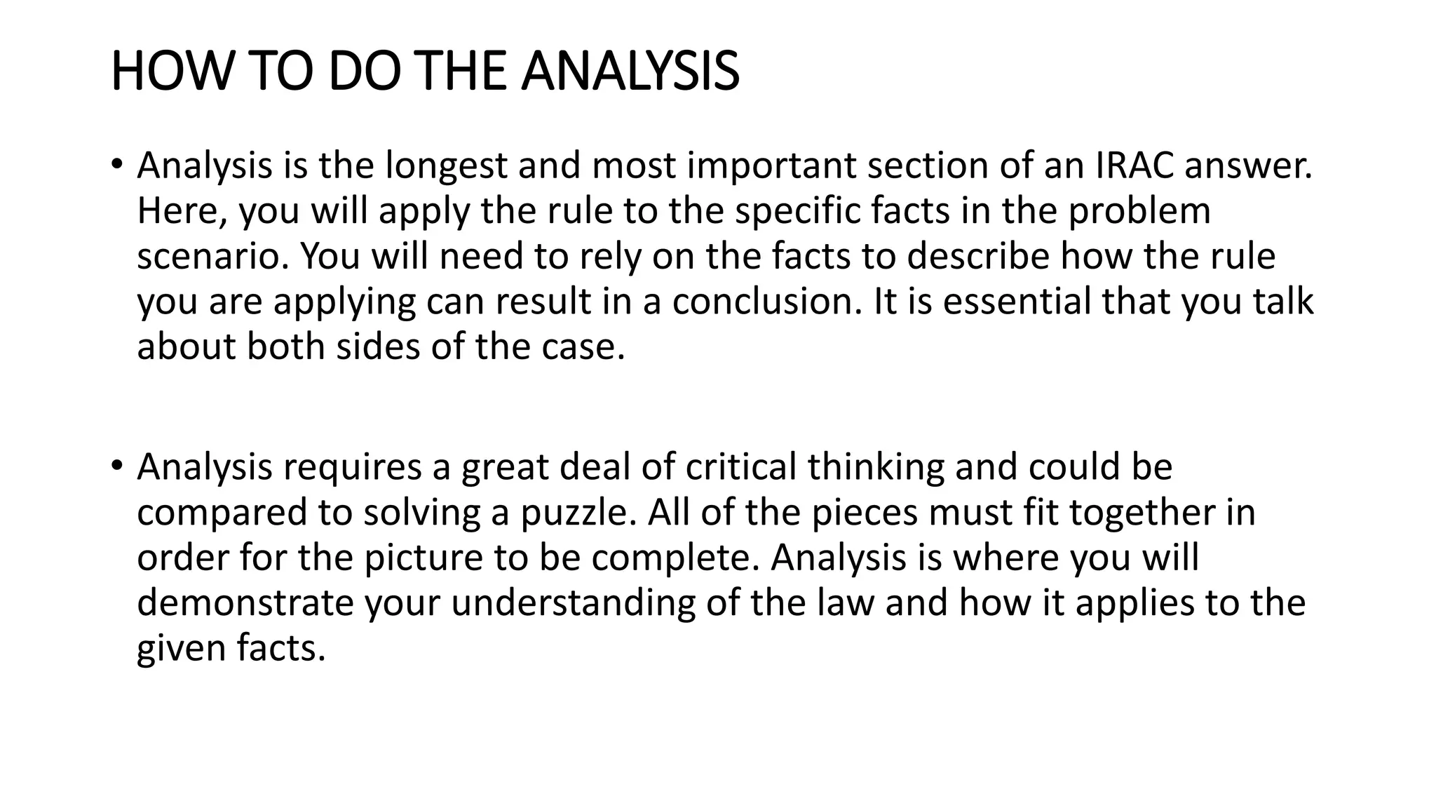 PPT-IRAC METHOD (ISSUE, RULE, ANALYSIS, AND CONCLUSION) | PDF