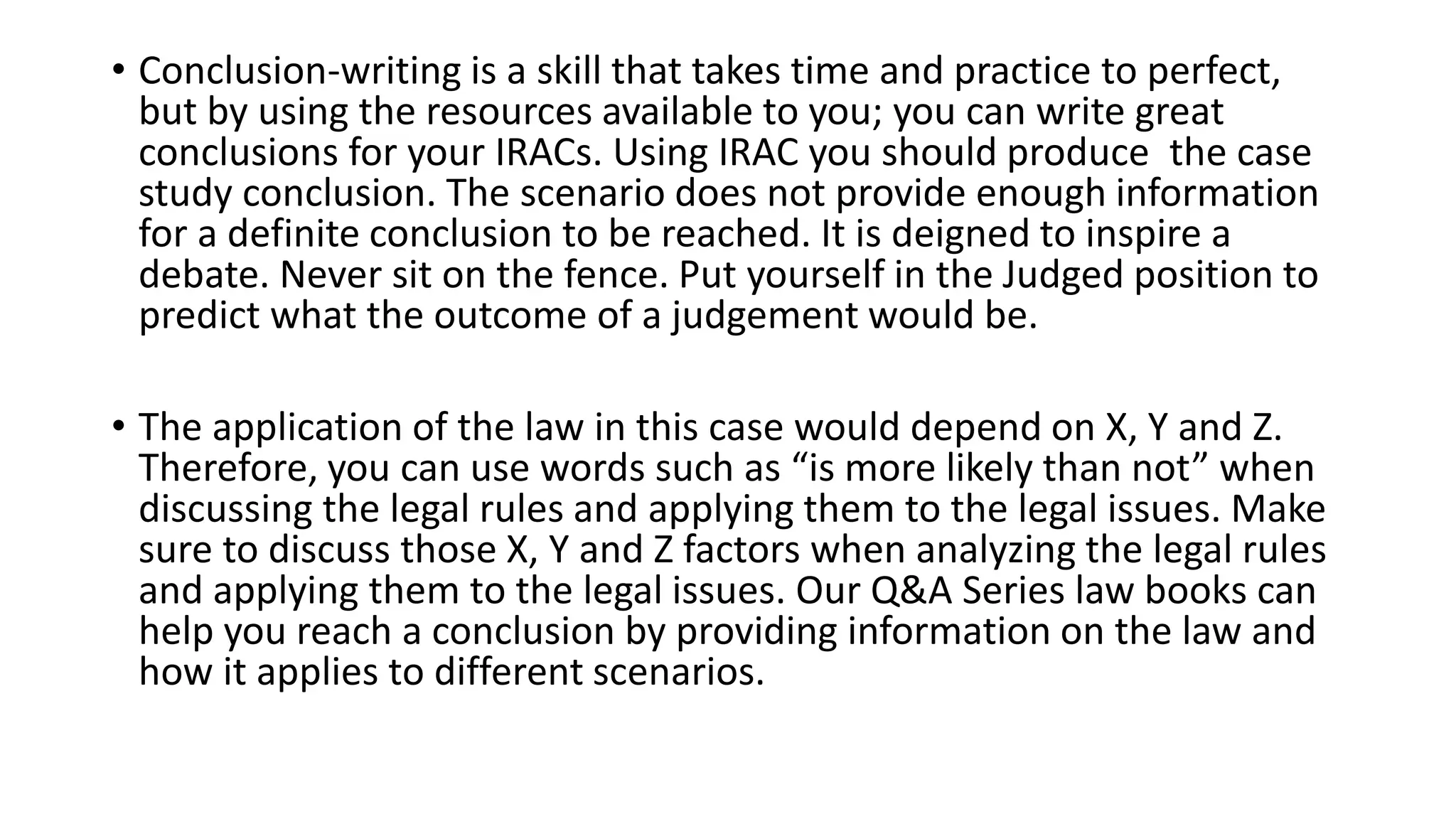 Ppt Irac Method Issue Rule Analysis And Conclusion Ppt 