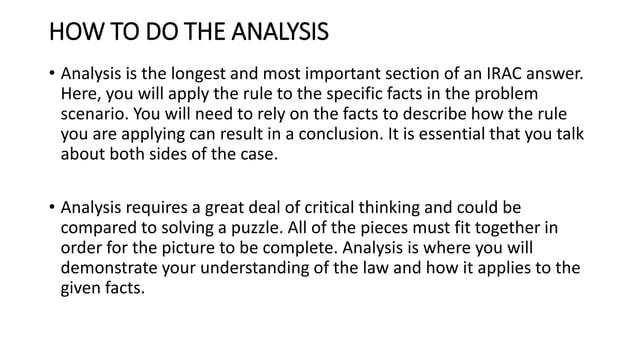 PPT-IRAC METHOD (ISSUE, RULE, ANALYSIS, AND CONCLUSION) | PDF