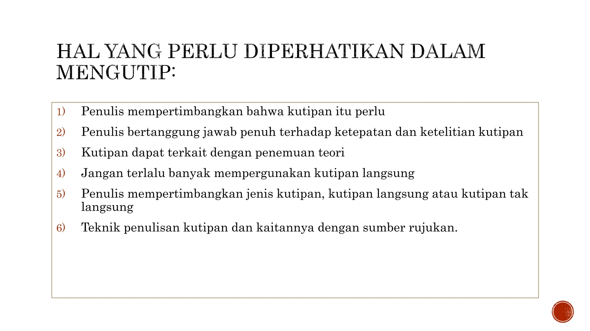 Materi Kuliah Kutipan Langsung dan Tidak Langsung | PPTX