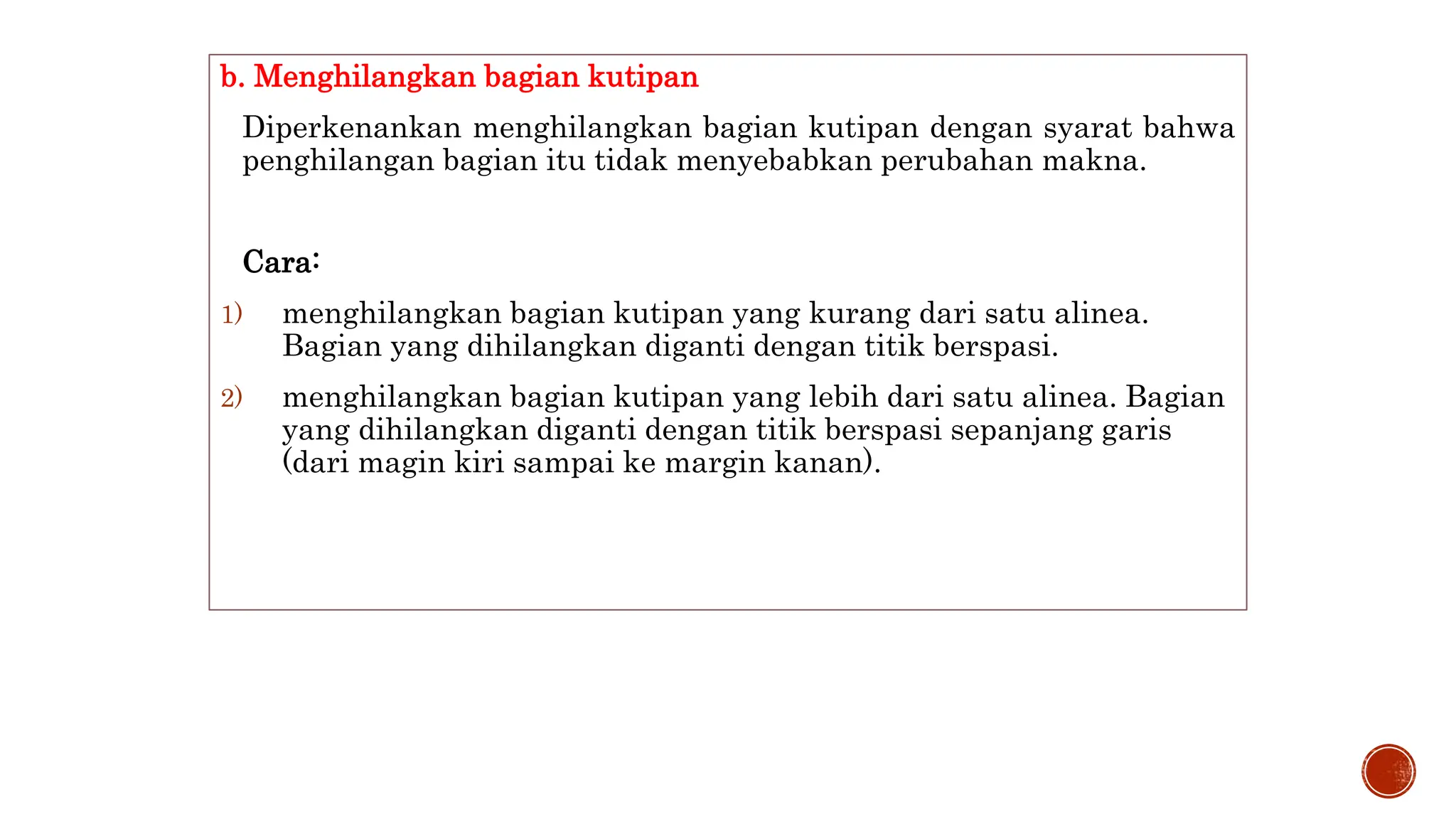 Materi Kuliah Kutipan Langsung dan Tidak Langsung | PPTX