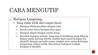 Materi Kuliah Kutipan Langsung dan Tidak Langsung | PPTX
