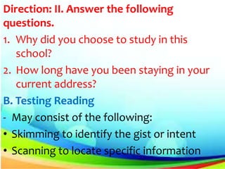 testing the receptive skills | PPTX