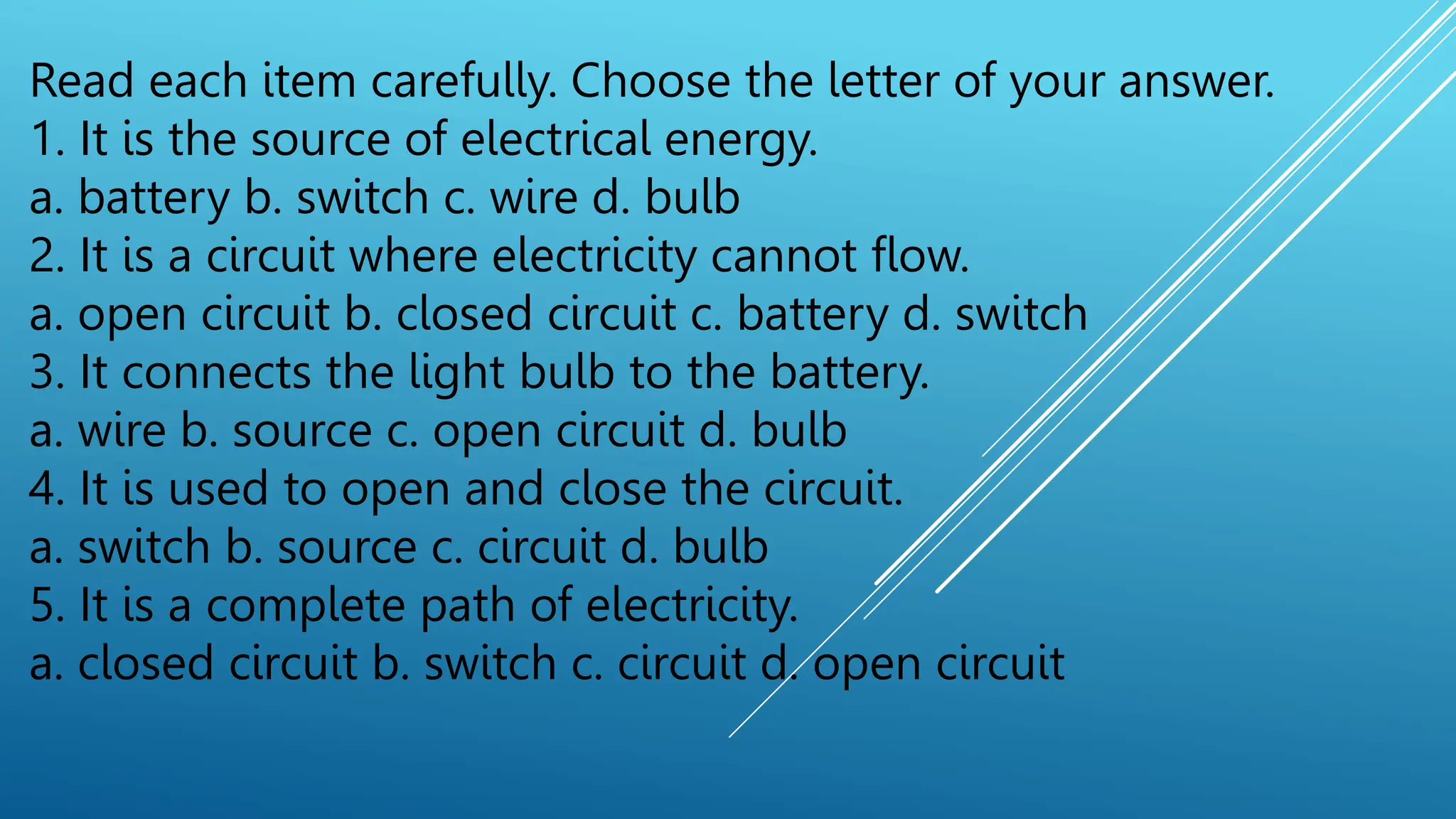 PPT Electric Circuits, Science for grade 5 | PPTX