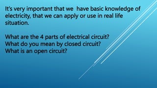 PPT Electric Circuits, Science for grade 5 | PPTX