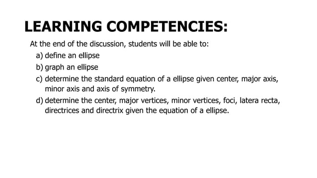 Pre Calculus - Introduction to the Conic Section :Ellipse | PPTX ...