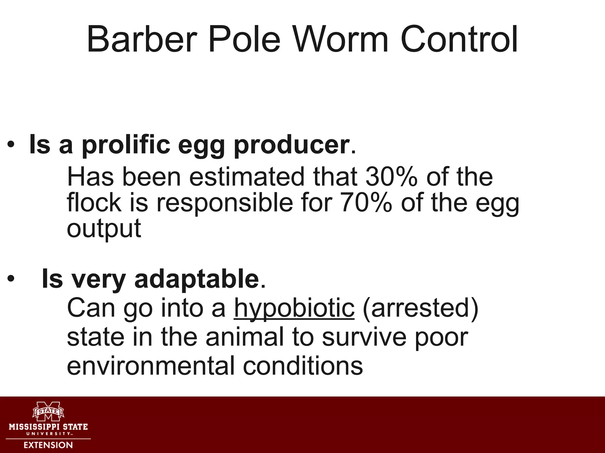 FAMACHA For the Control of Barber Pole Worm (Haemonchus contortus) in ...