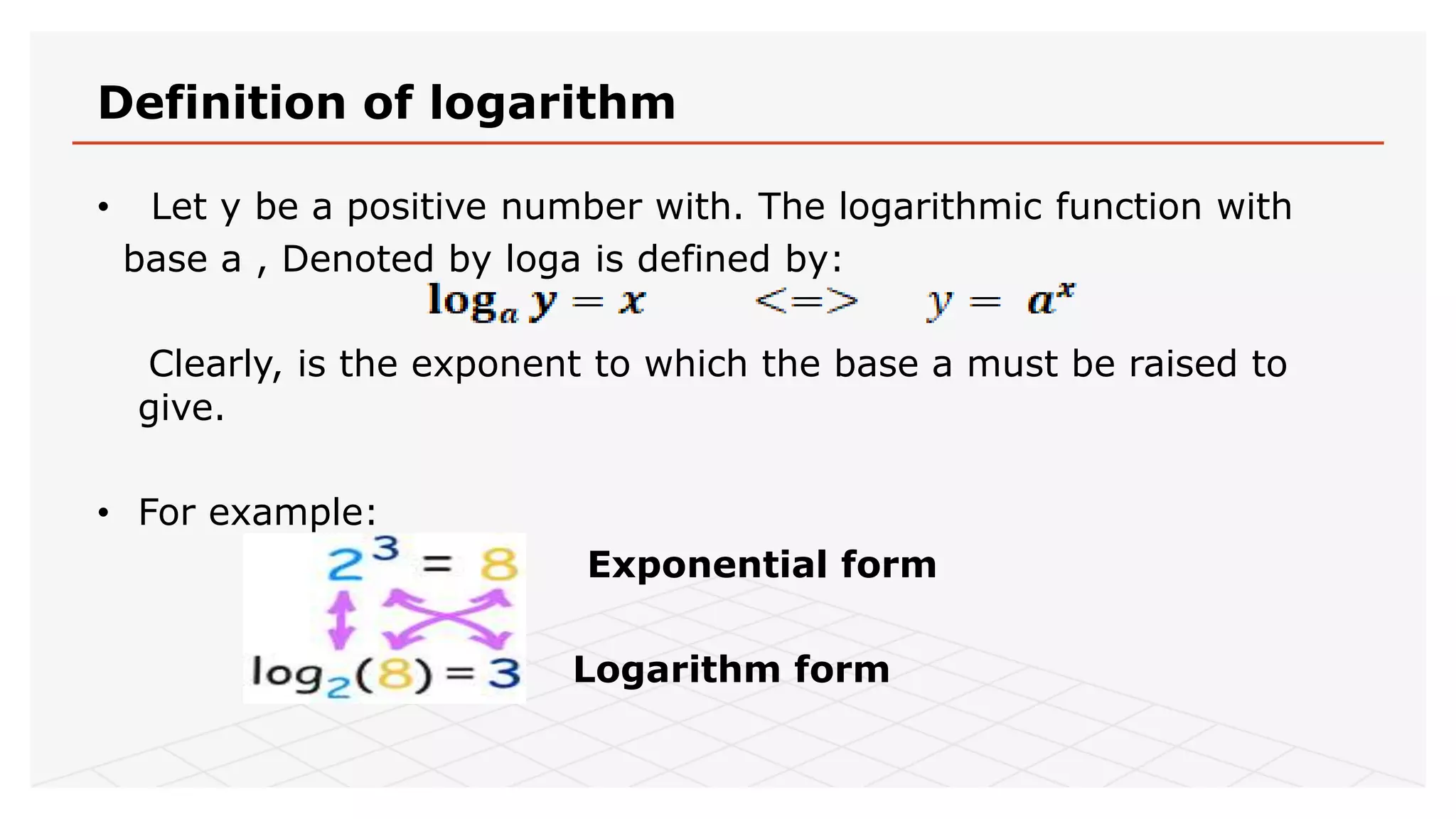 Chapter -3 Logarithms | PPTX | Chemistry | Science