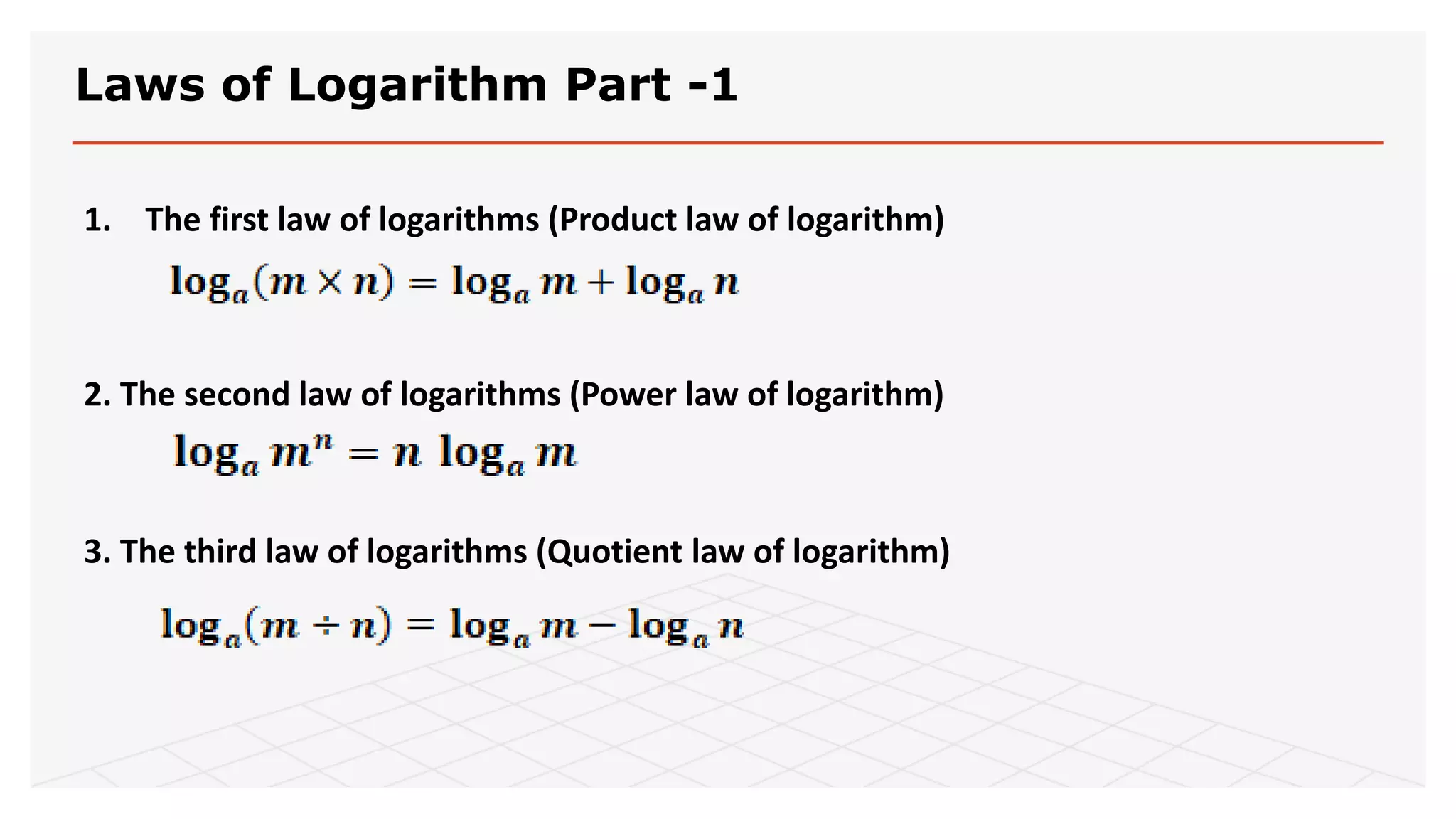 Chapter -3 Logarithms | PPTX | Chemistry | Science