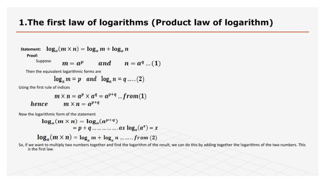 Chapter -3 Logarithms | PPTX | Chemistry | Science
