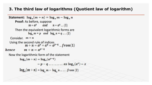 Chapter -3 Logarithms | PPTX | Chemistry | Science