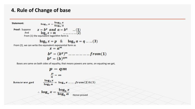Chapter -3 Logarithms | PPTX | Chemistry | Science