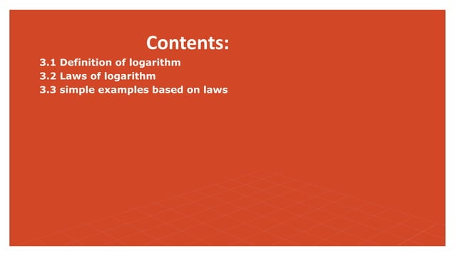 Chapter -3 Logarithms | PPTX | Chemistry | Science