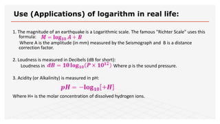Chapter -3 Logarithms | PPTX | Chemistry | Science