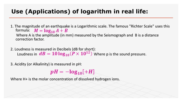 Chapter -3 Logarithms | PPTX | Chemistry | Science