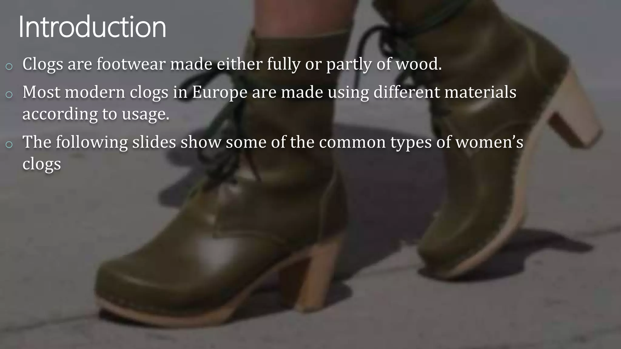Common Types of Women's Clogs in Europe | PPT