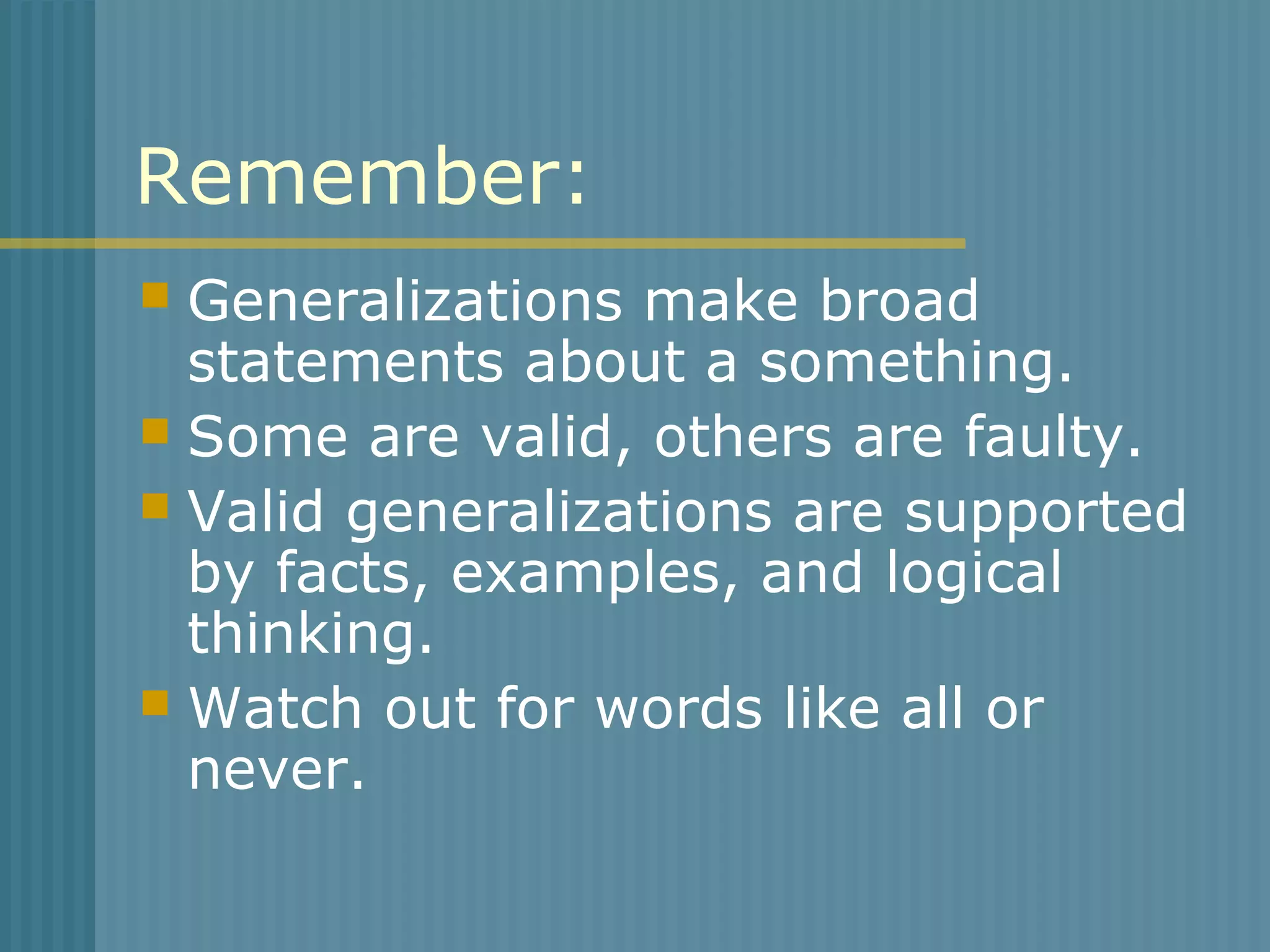 making generalizations- | PPT