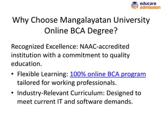 Mangalayatan University Online BCA Degree – Flexible and Accredited Bachelor’s Program | PDF