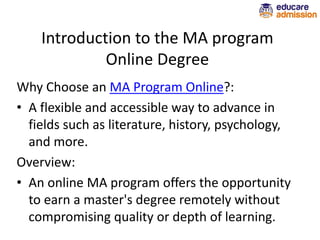 Online MA Program: Flexible Master's Degree for Career Growth | PDF