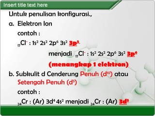 konfigurasi elektron dan contoh soal latihan | PPTX