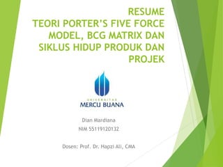 Resume Teori Porter's Five Force Model, BCG Matrix, dan Siklus Hidup Produk dan Projek, oleh ...