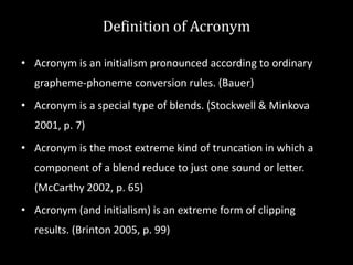 Abbreviation: Initialism and Acronym | PPTX
