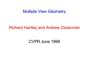 Comprehensive Overview of Multiple View Geometry in Computer Vision | PDF