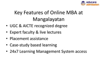 Online MBA Admission 2025 – Mangalayatan University | Apply Now | PPT