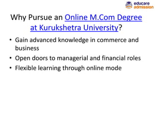 Online M.Com Degree at Kurukshetra University: Flexible & Accredited ...