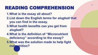 Oral Reading Lesson Activity for Grade 7 | PPTX