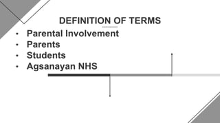 PPT - Parental Involvement of Grade 7-10 Students of Agsanayan NHS.pptx