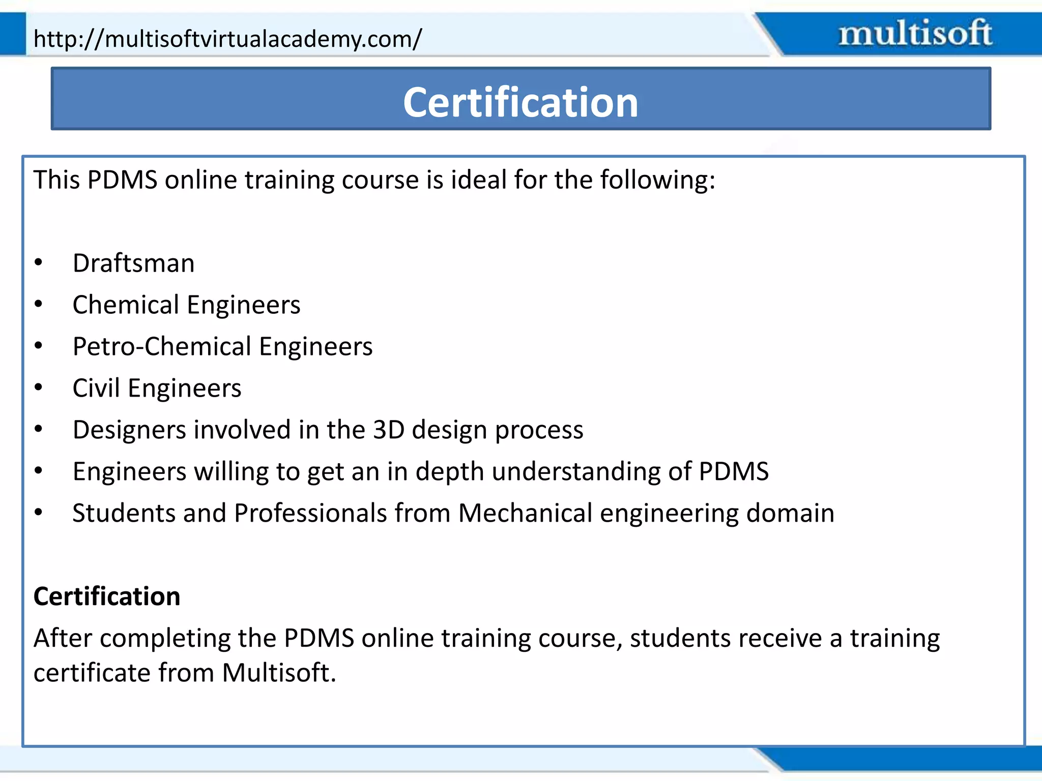 PDMS Training Courses | PPTX