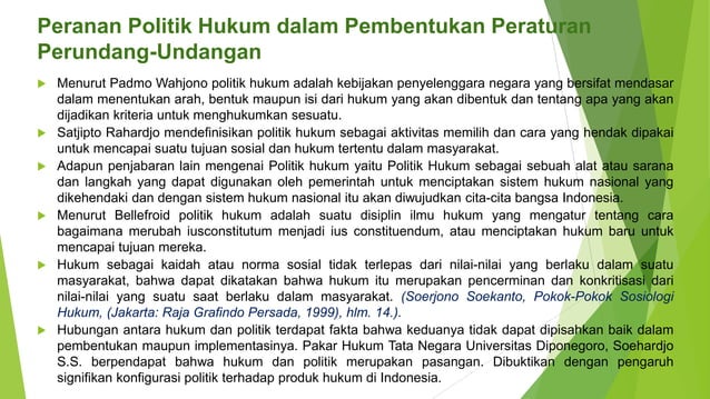 PPT - Peranan Politik Hukum dalam Pembentukan Peraturan Perundang ...