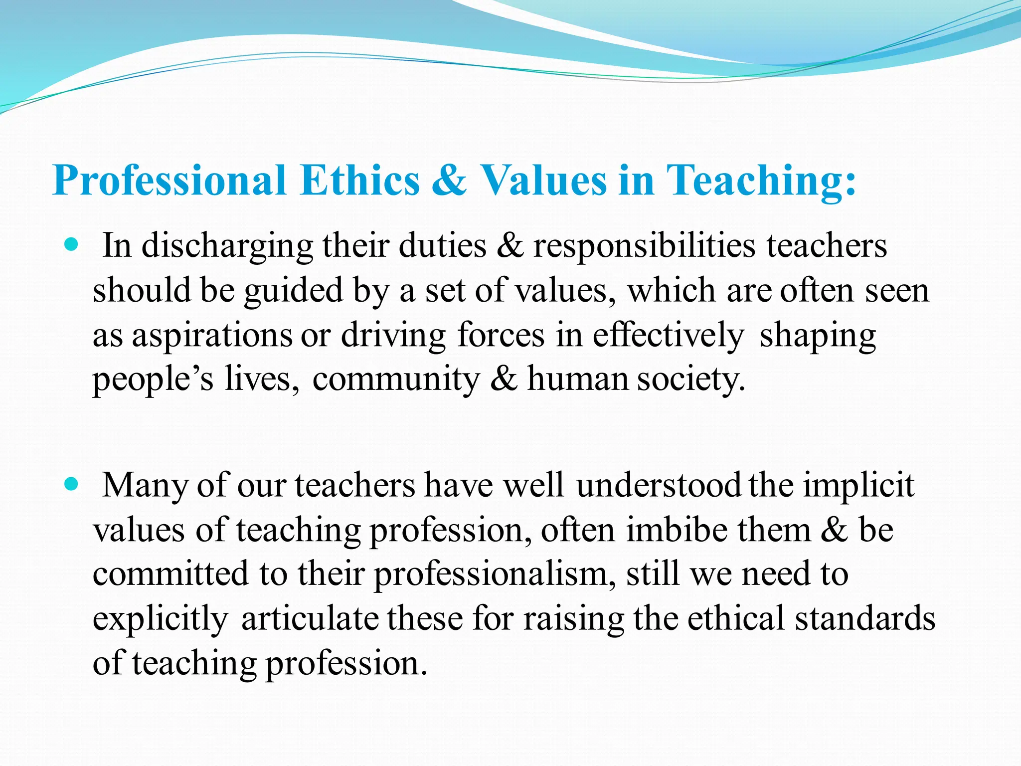 Professional Ethics and Values in Teaching | PDF