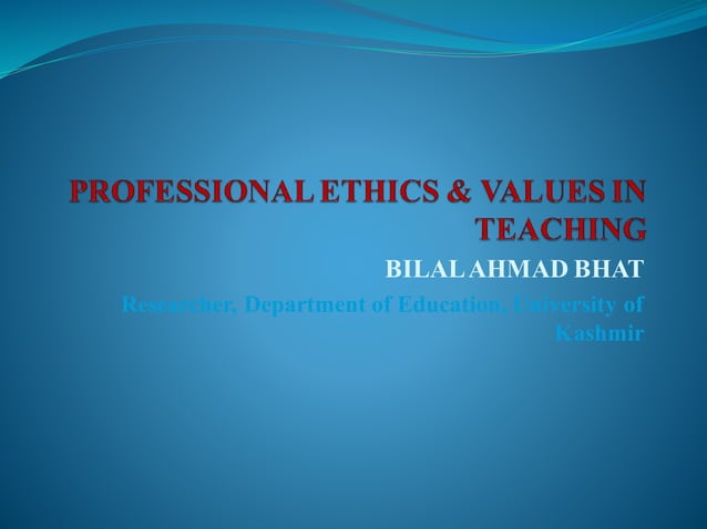 Professional Ethics and Values in Teaching | PDF