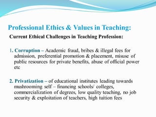 Professional Ethics and Values in Teaching | PDF