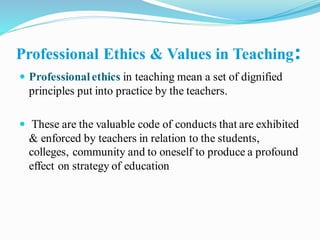 Professional Ethics and Values in Teaching | PDF