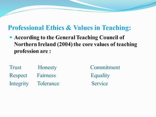Professional Ethics and Values in Teaching | PDF