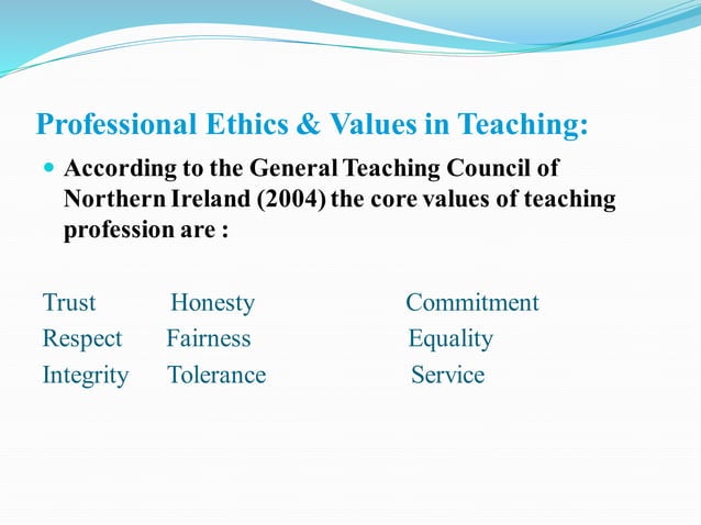 Professional Ethics and Values in Teaching | PDF