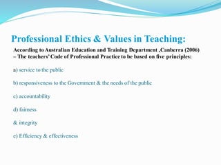 Professional Ethics and Values in Teaching | PDF